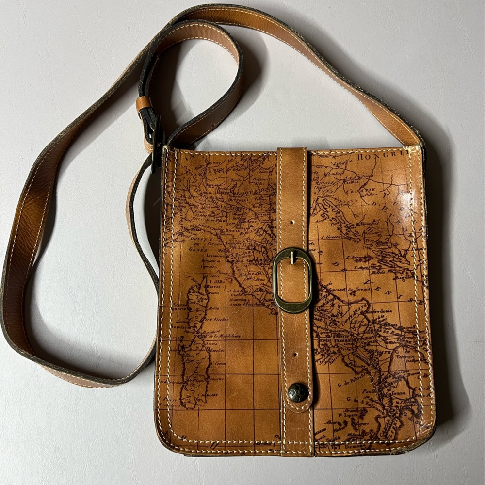 Patricia Nash Map Print Crossbody Bag - Cognac - Gem